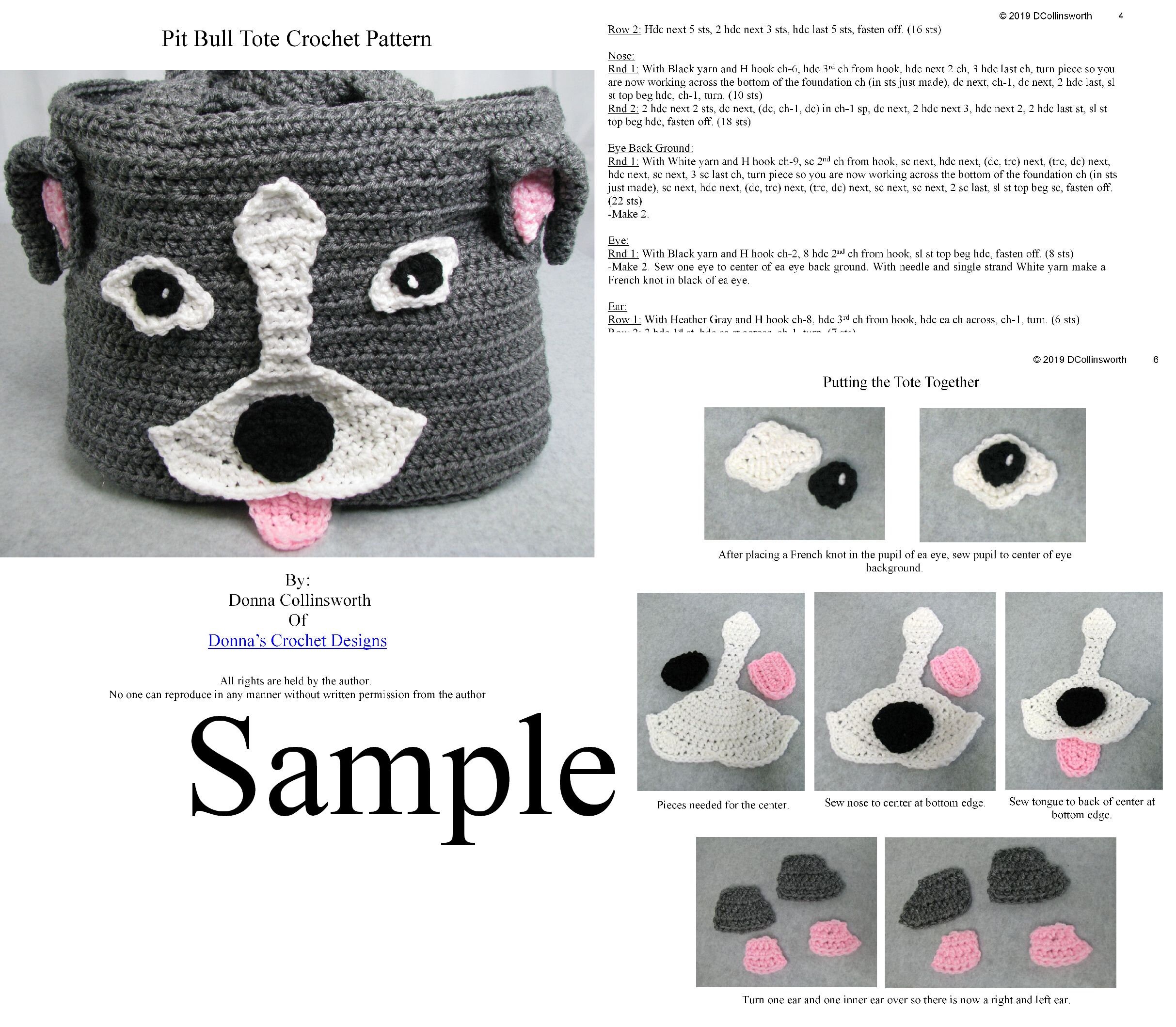 Pit Bull Tote Crochet Pattern With Tutorials Digital Download - Etsy