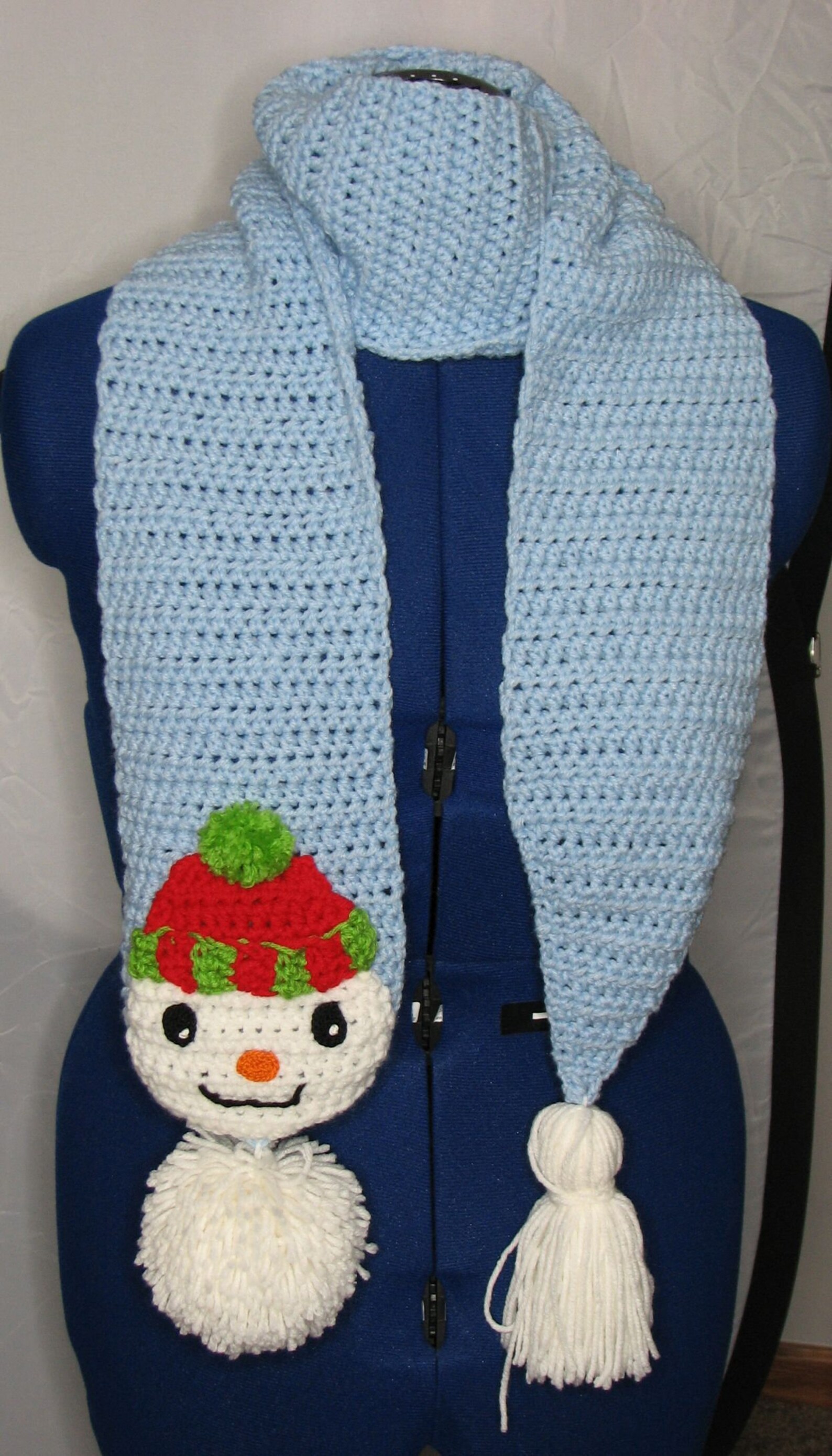 Pom-pom Snowman Scarf Crochet Pattern With Tutorials - Etsy