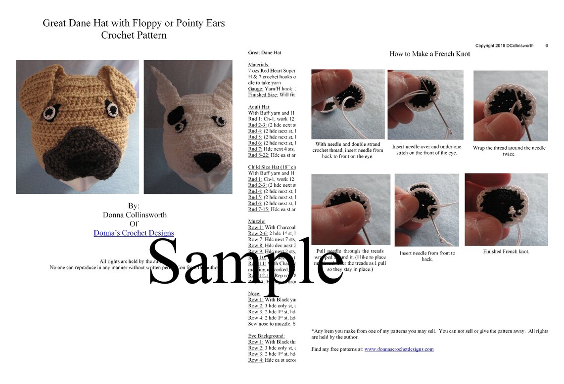 Great Dane Hat Crochet Pattern With Tutorials Digital - Etsy