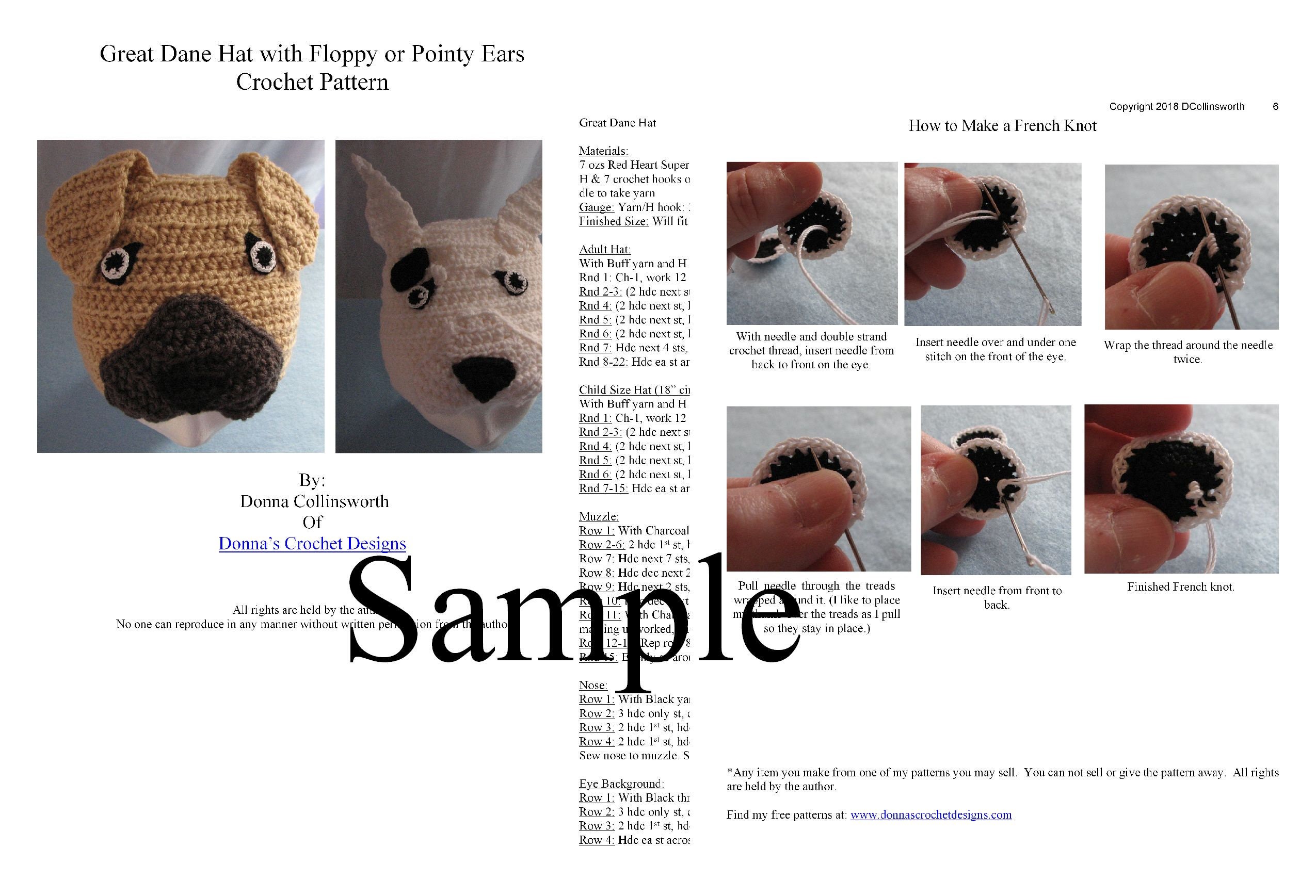 Great Dane Hat Crochet Pattern With Tutorials Digital | Etsy