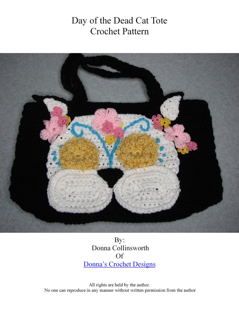 Cat Tote Crochet Pattern Day of the Dead Theme With - Etsy