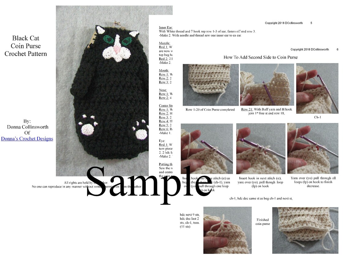 Black Cat - Coin Purse Crochet Pattern - Digital Download - Etsy