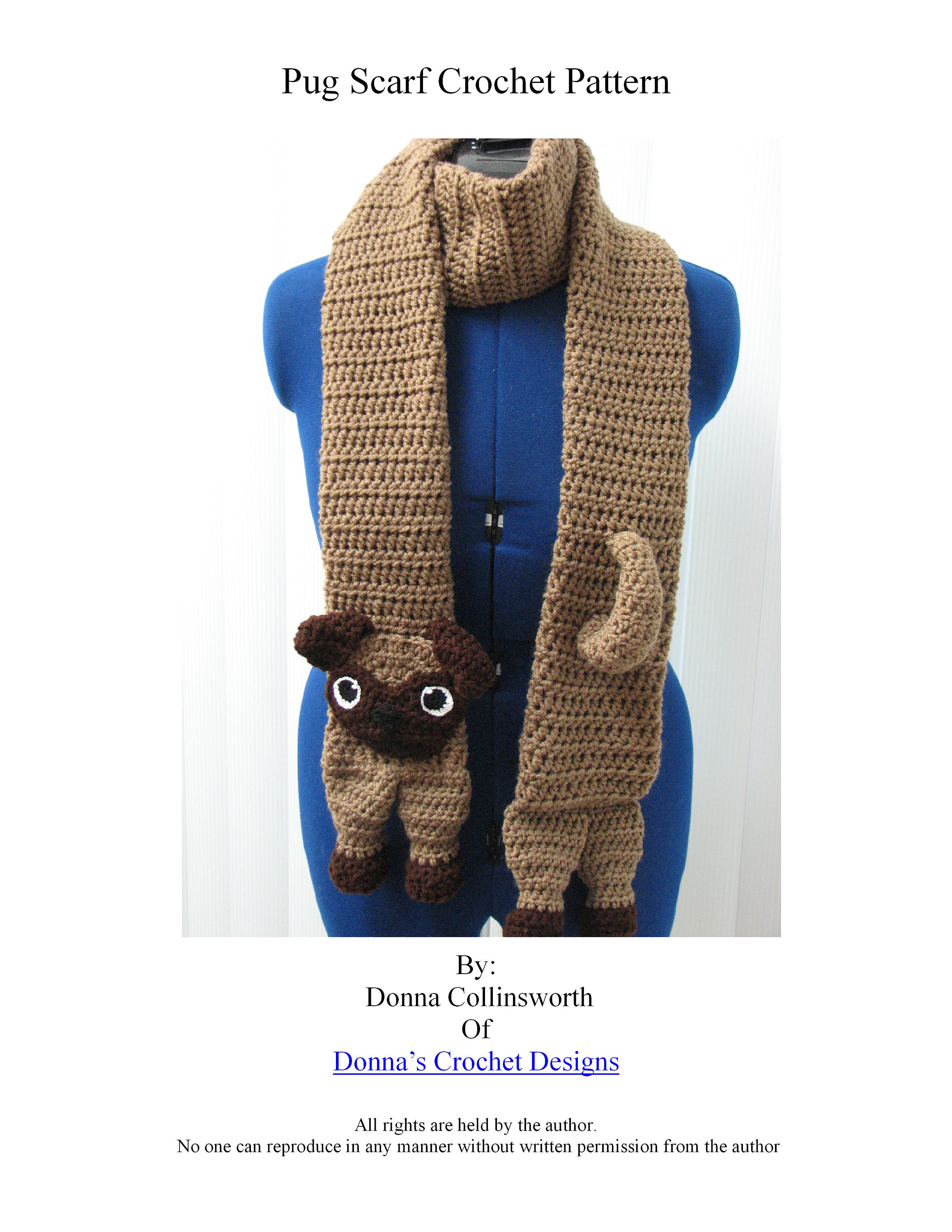 Pug - Scarf Crochet Pattern With Tutorials - Digital Download - Etsy Canada