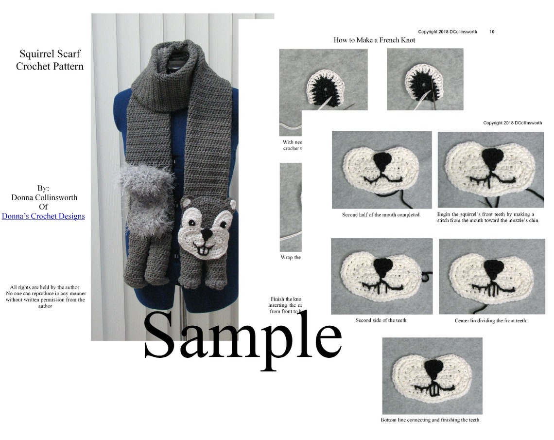 Squirrel - Scarf Crochet Pattern With Tutorials - Digital Download - Etsy