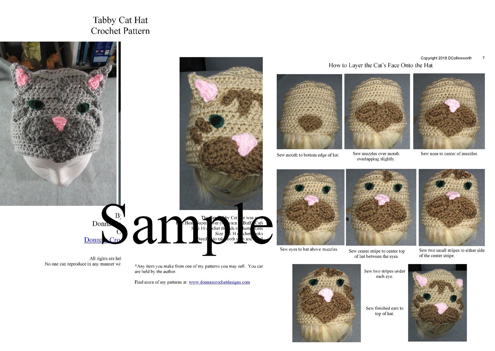 Tabby Cat - Hat Crochet Pattern With Tutorials - Digital Download - Etsy
