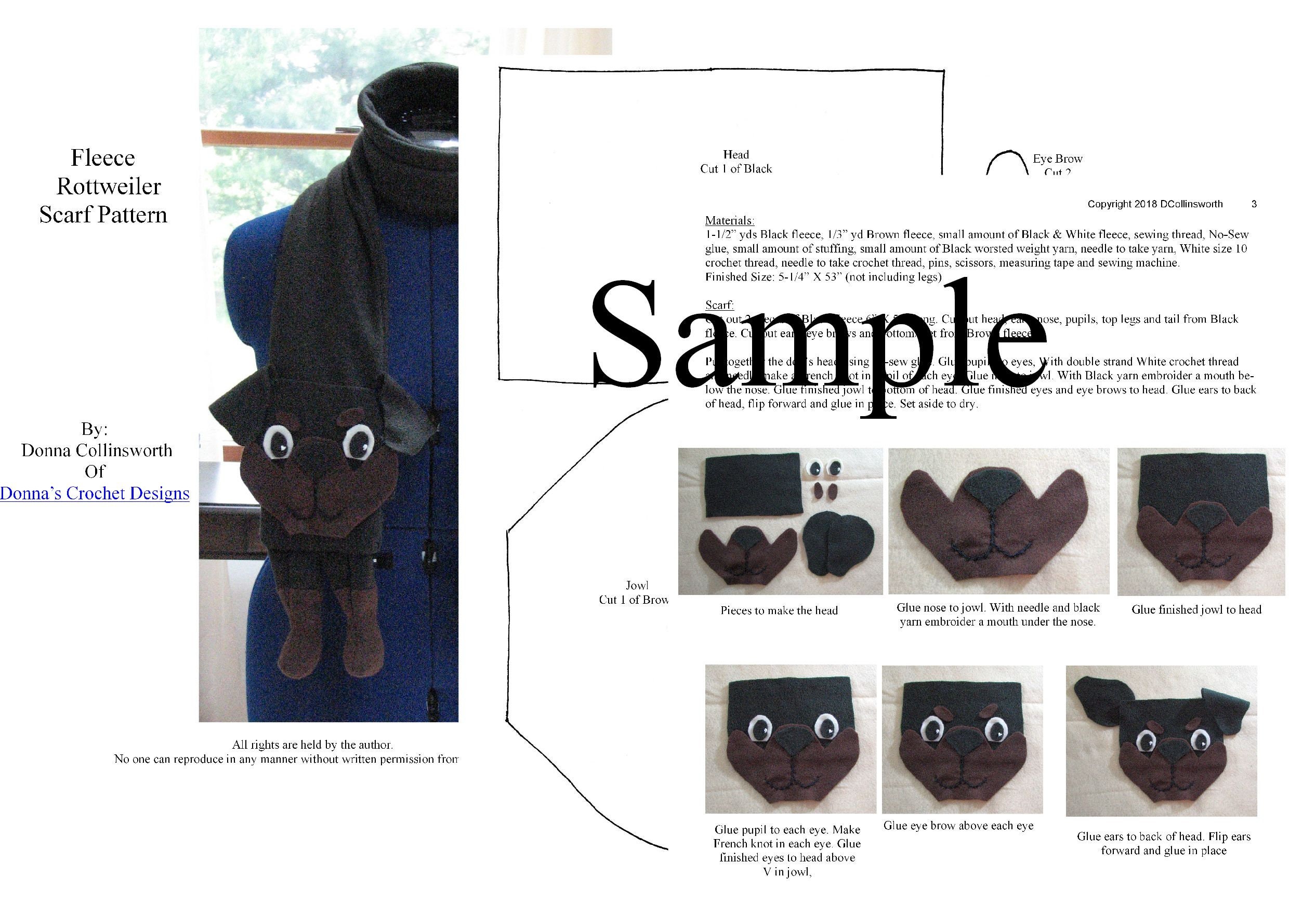 Rottweiler Scarf Sewing Pattern With Tutorials Digital | Etsy