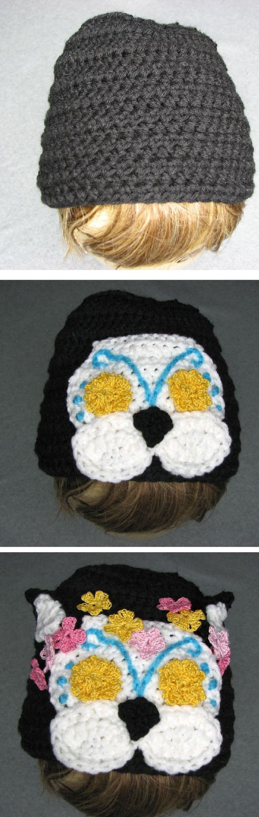 Cat - Hat, Scarf and Tote Bag Crochet Pattern - Day of the Dead Theme ...