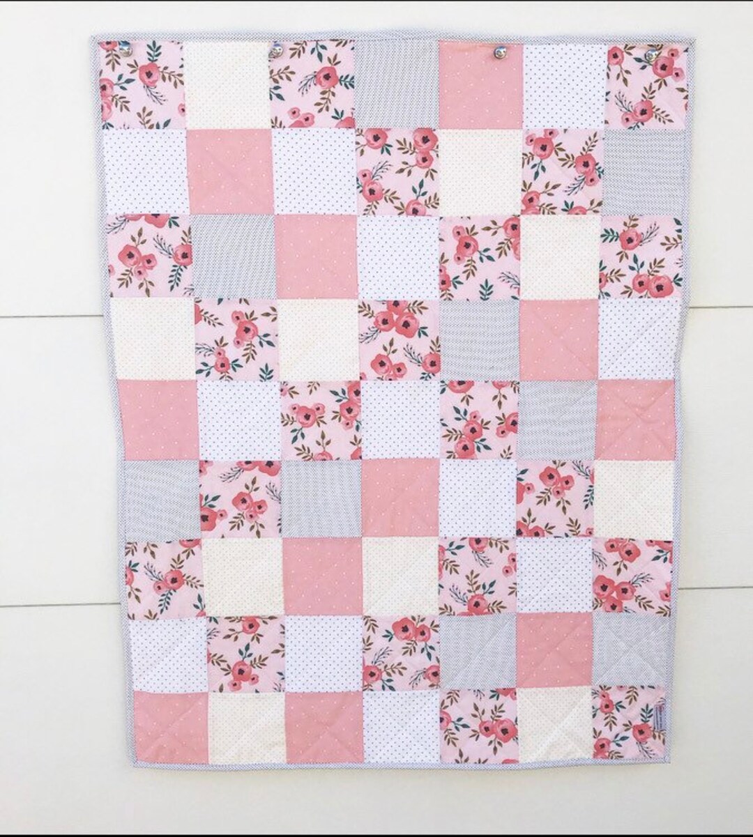 Large Pink Poppies Minky Baby Quilt KIT - Etsy