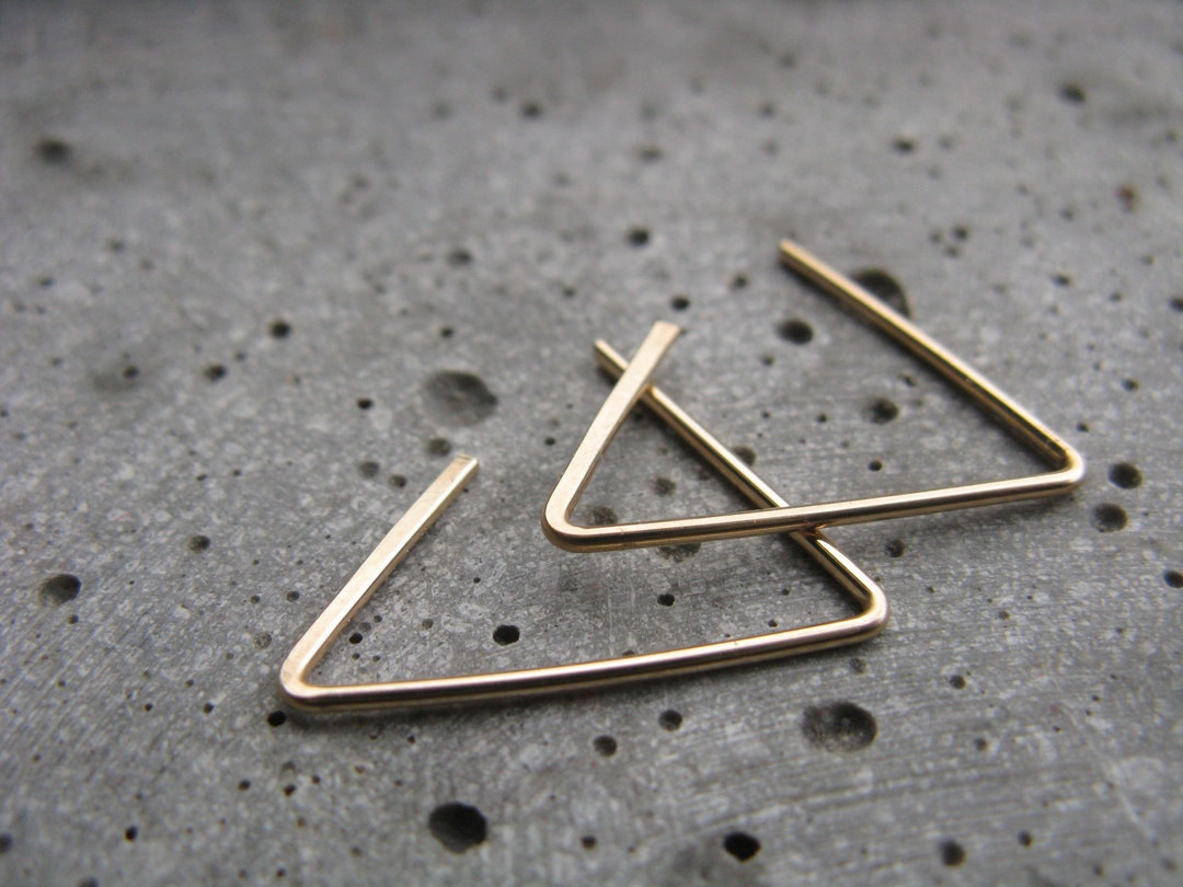Shakti Triangle Small Silver Hoop Earrings Modern Minimalist - Etsy