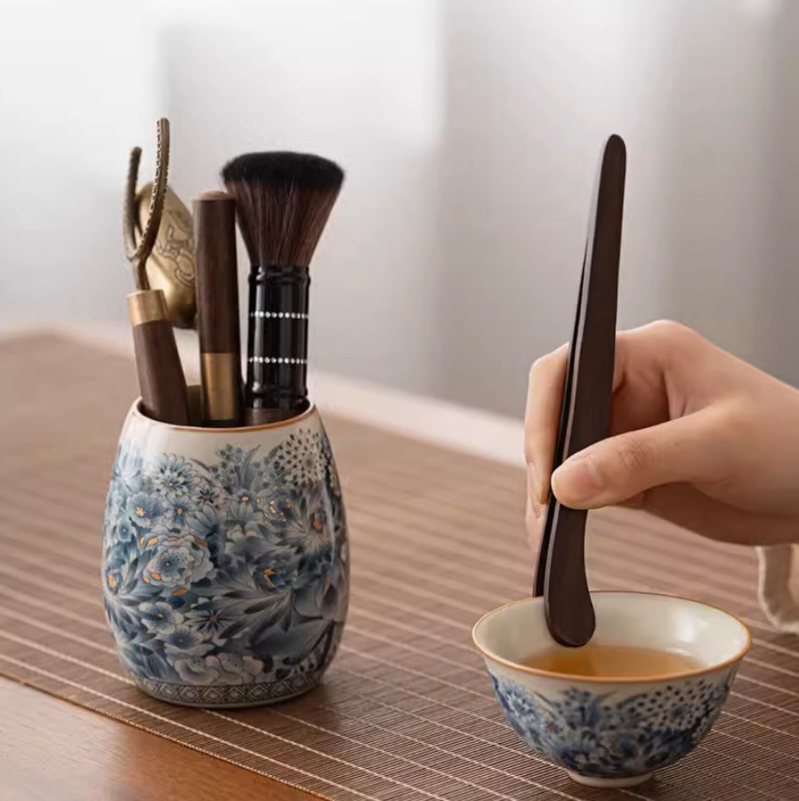 Chinese Kung Fu Tea Tools Set With Traditional Hand Drawn Ceramic ...