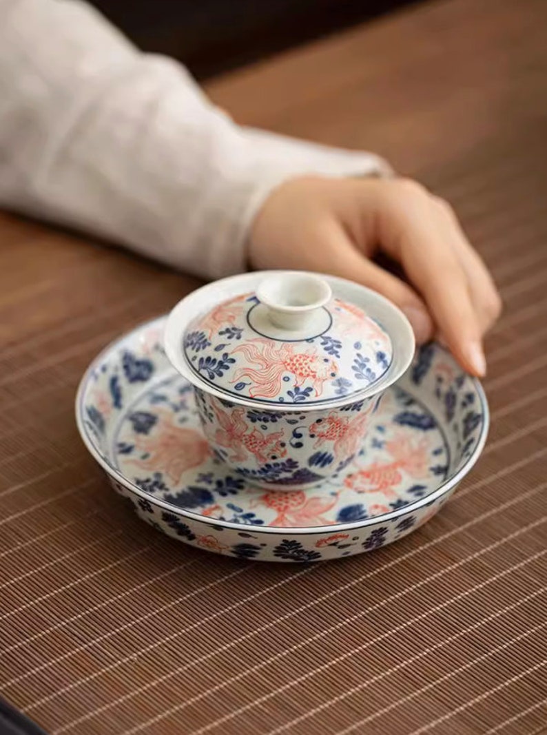 Porcelain Gaiwan With Hand Drawing, 130ml, Sancai Bowl, Gong Dao Bei ...