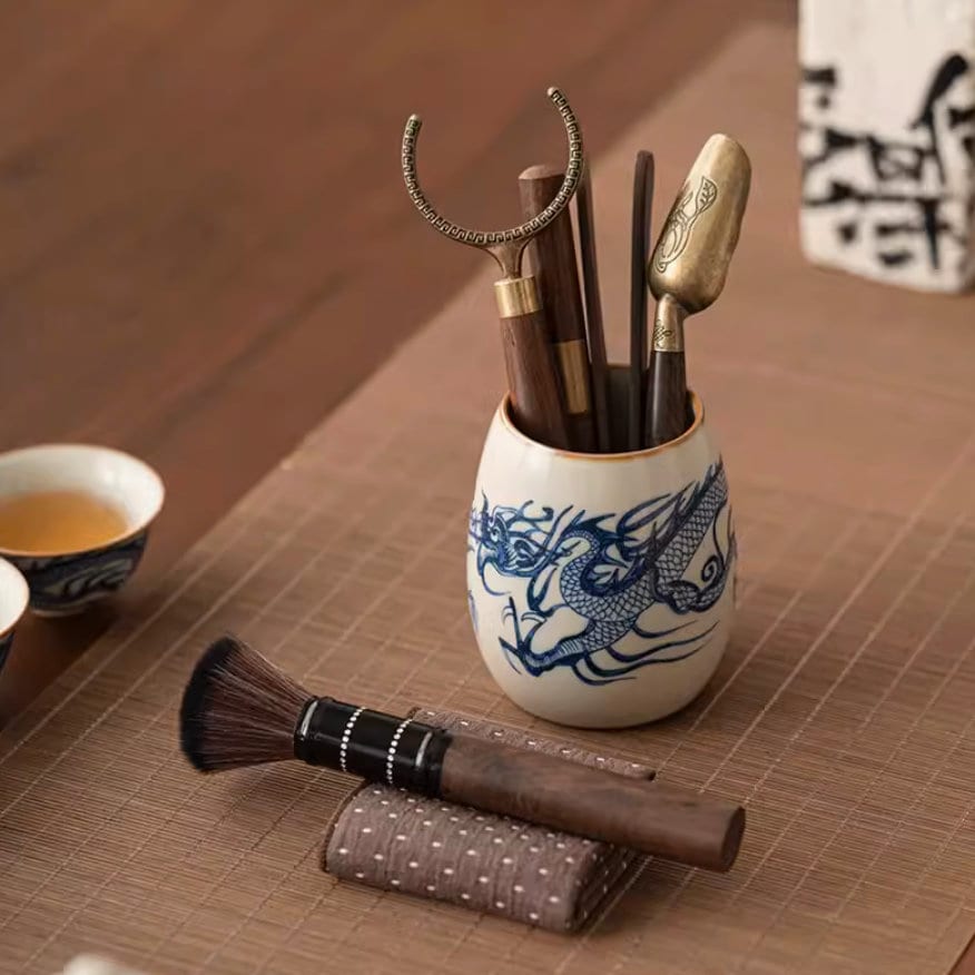 Chinese Kung Fu Tea Tools Set With Traditional Hand Drawn Ceramic ...
