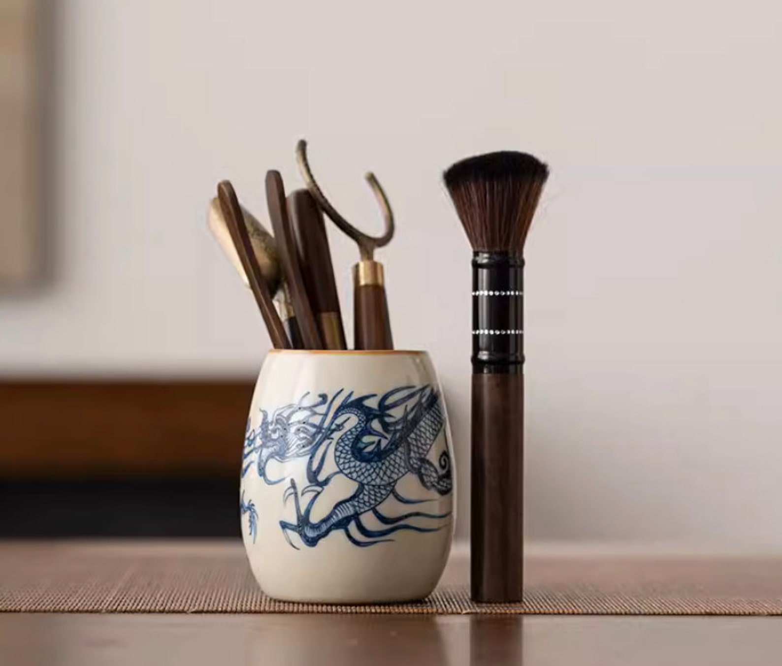 Chinese Kung Fu Tea Tools Set With Traditional Hand Drawn Ceramic ...