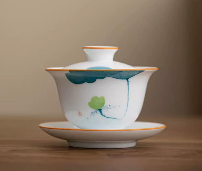 Porcelain Gaiwan With Hand Drawing, 140ml, Sancai Bowl, Gong Dao Bei ...