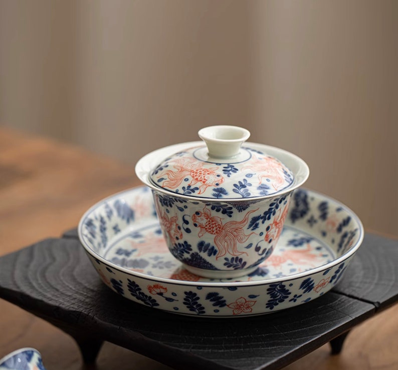 Porcelain Gaiwan With Hand Drawing, 130ml, Sancai Bowl, Gong Dao Bei ...