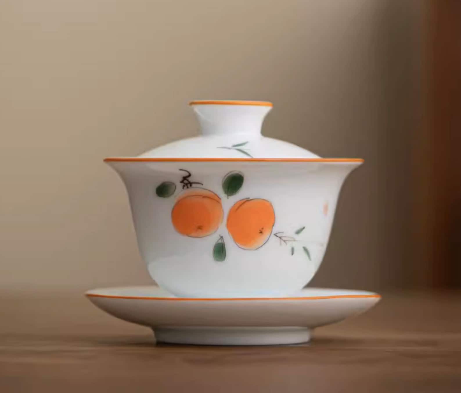 Porcelain Gaiwan With Hand Drawing, 140ml, Sancai Bowl, Gong Dao Bei ...