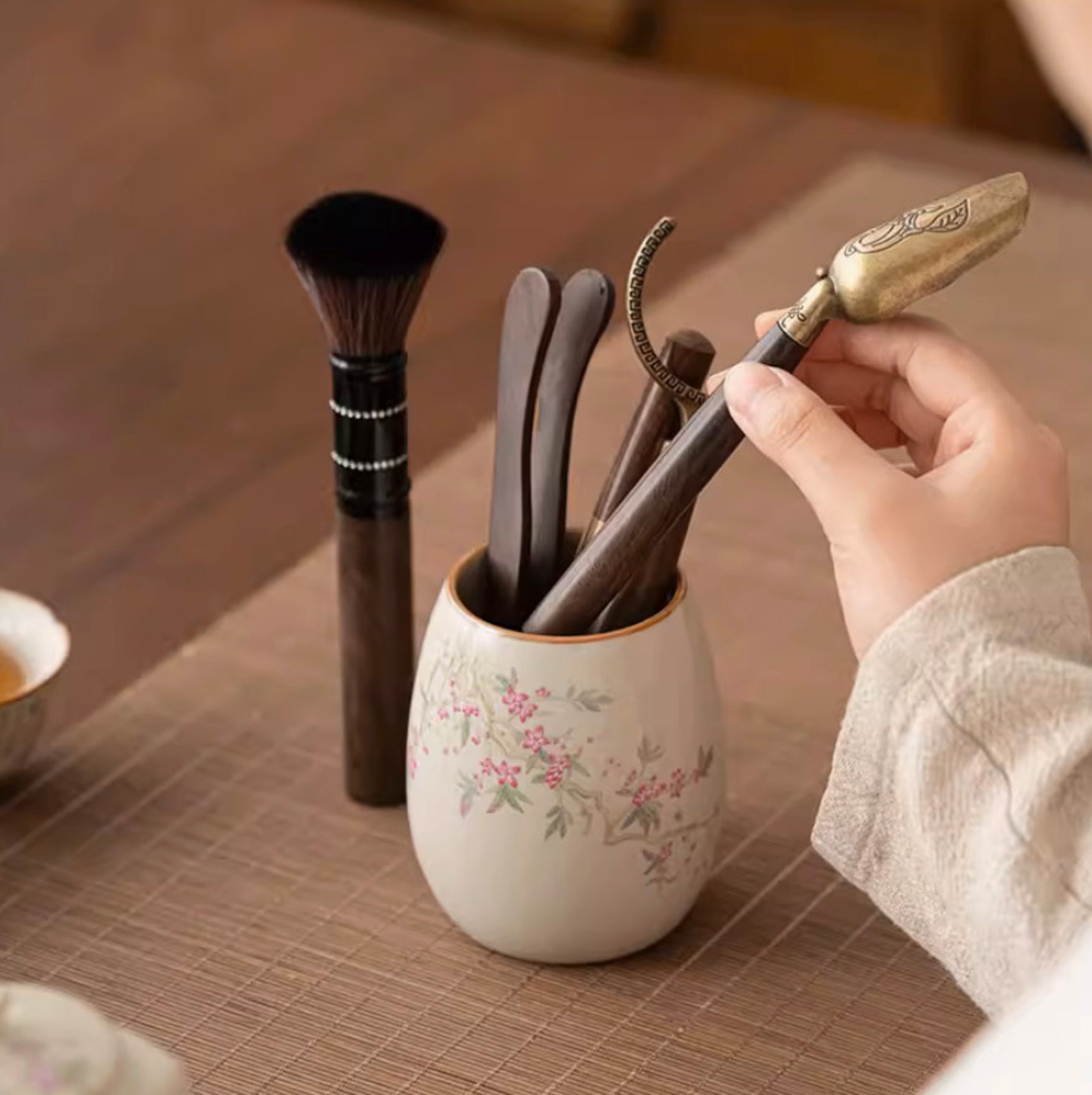 Chinese Kung Fu Tea Tools Set With Traditional Hand Drawn Ceramic ...