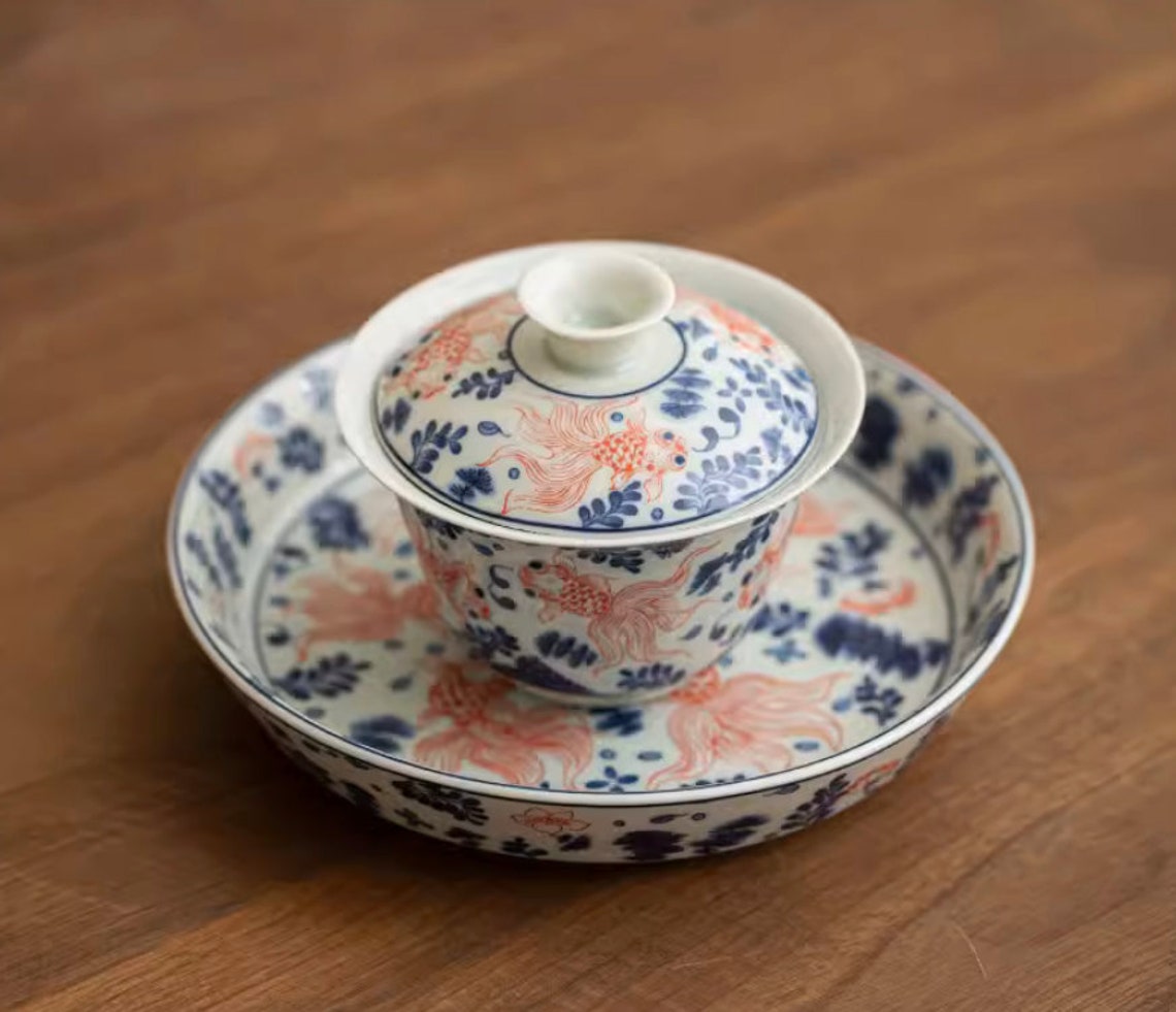 Porcelain Gaiwan With Hand Drawing, 130ml, Sancai Bowl, Gong Dao Bei ...