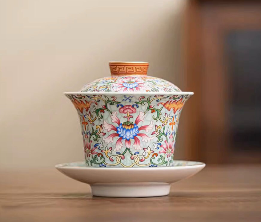 Porcelain Gaiwan With Flower Drawing, 160ml, Sancai Bowl - Etsy