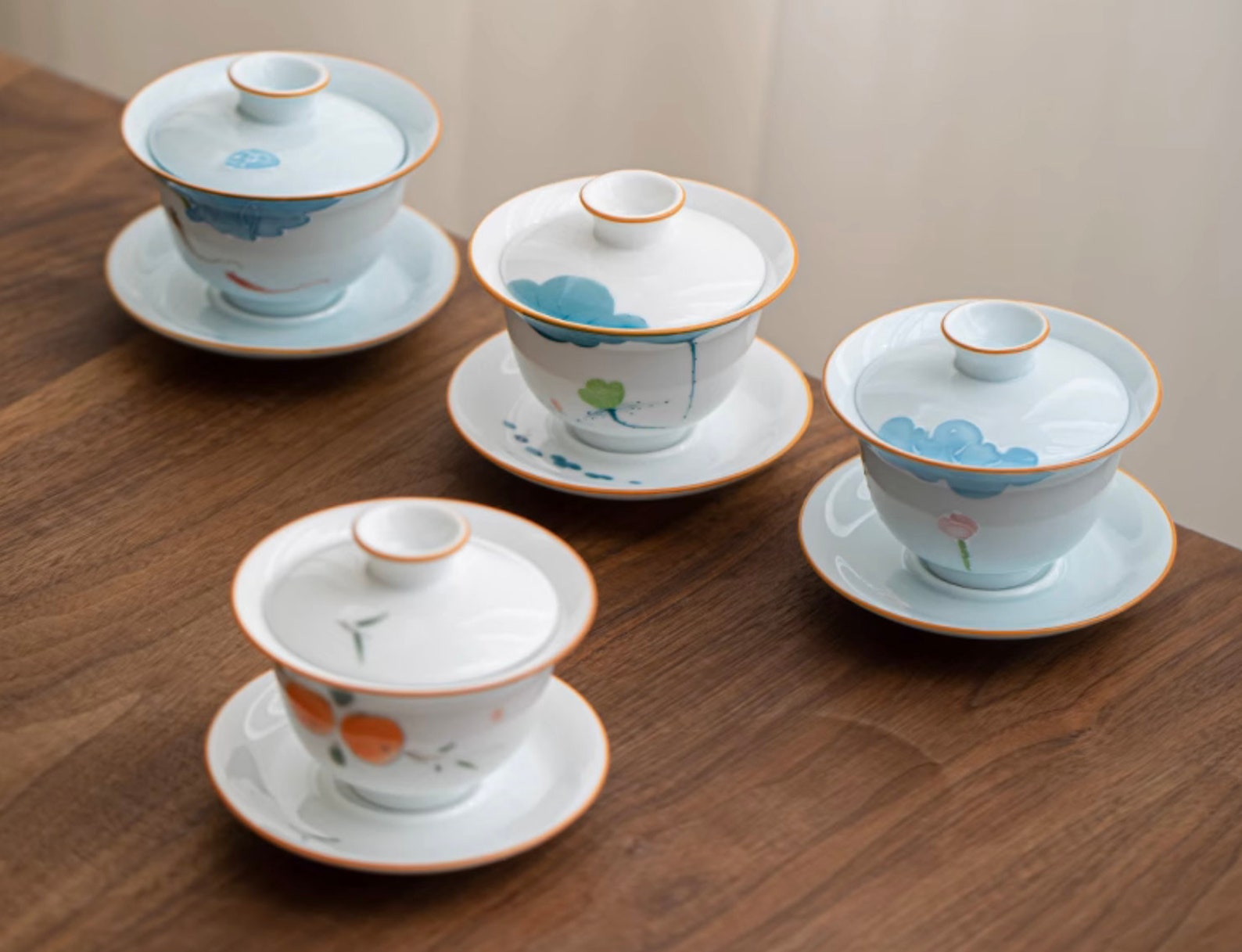 Porcelain Gaiwan With Hand Drawing, 140ml, Sancai Bowl, Gong Dao Bei ...