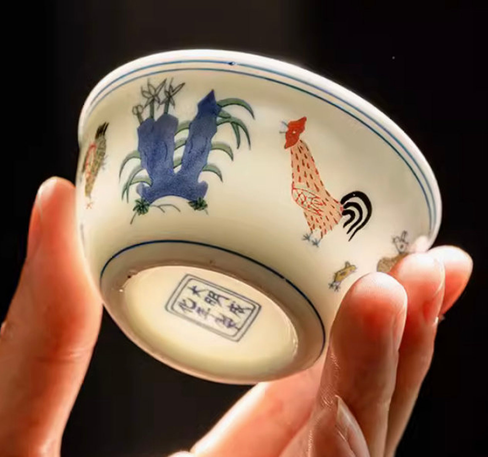 Porcelain Gaiwan With Ming Dynasty Antique Style Chicken Drawing, 140ml ...