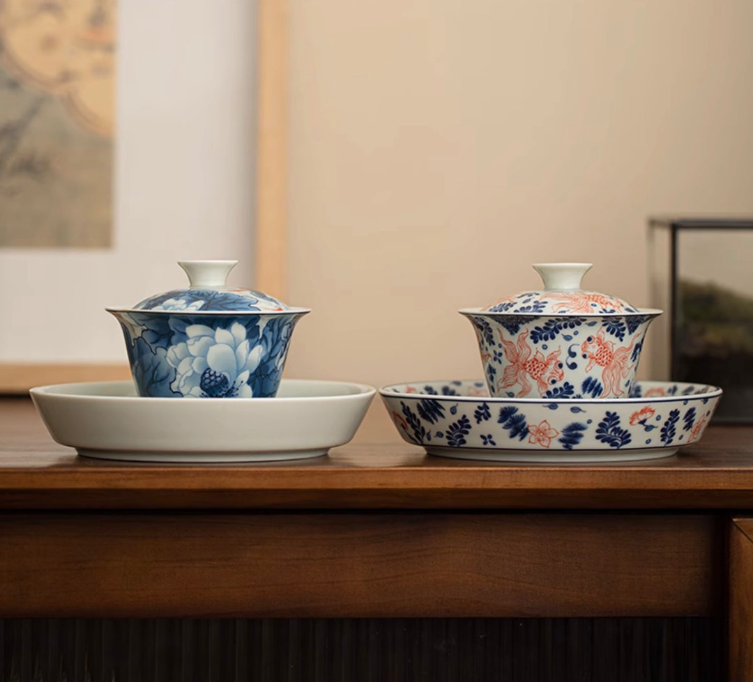 Porcelain Gaiwan With Hand Drawing, 130ml, Sancai Bowl, Gong Dao Bei ...