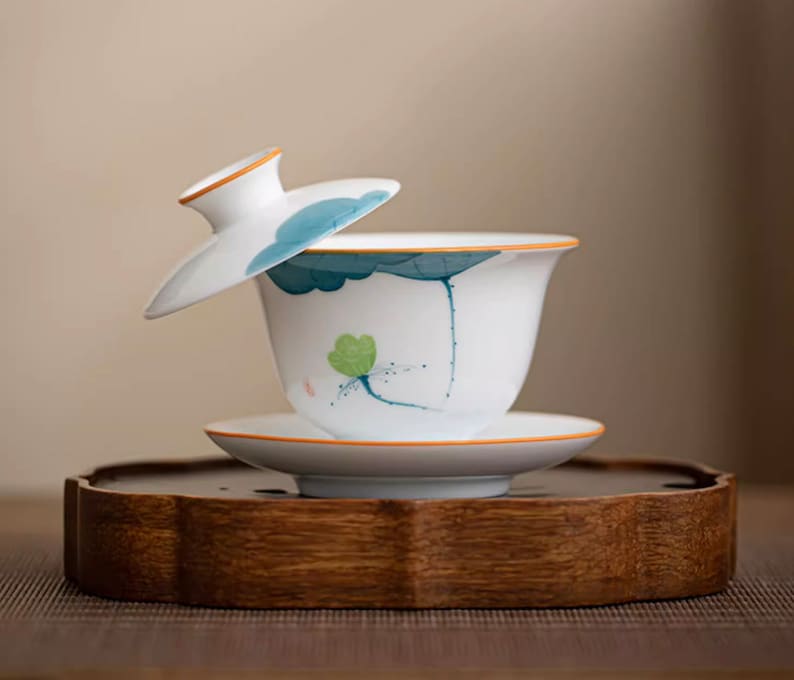 Porcelain Gaiwan With Hand Drawing, 140ml, Sancai Bowl, Gong Dao Bei ...