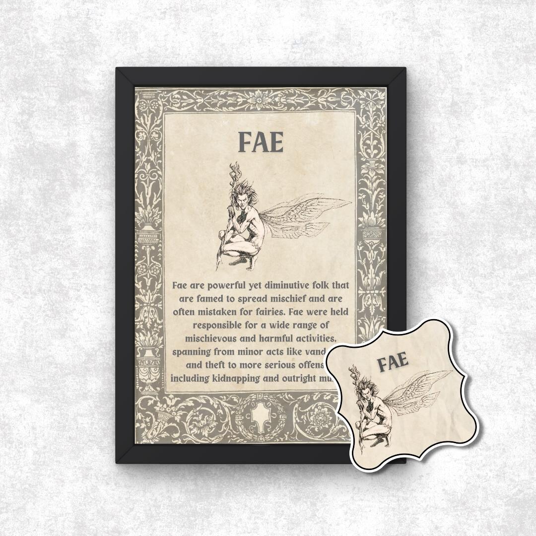 Fae Mythical Creature Unframed Poster Print Sticker Bundle, Vintage ...