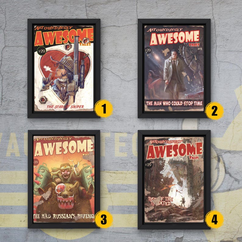 Astoundingly Awesome Tales Unframed Poster Print, Fallout 4 Magazines ...