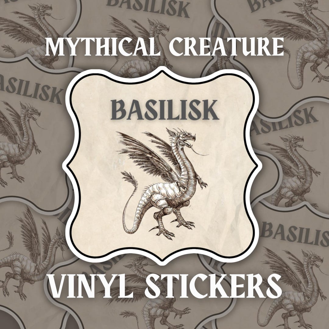 Basilisk Mythical Creature Vinyl Sticker, Vintage Style Art Decal Book ...