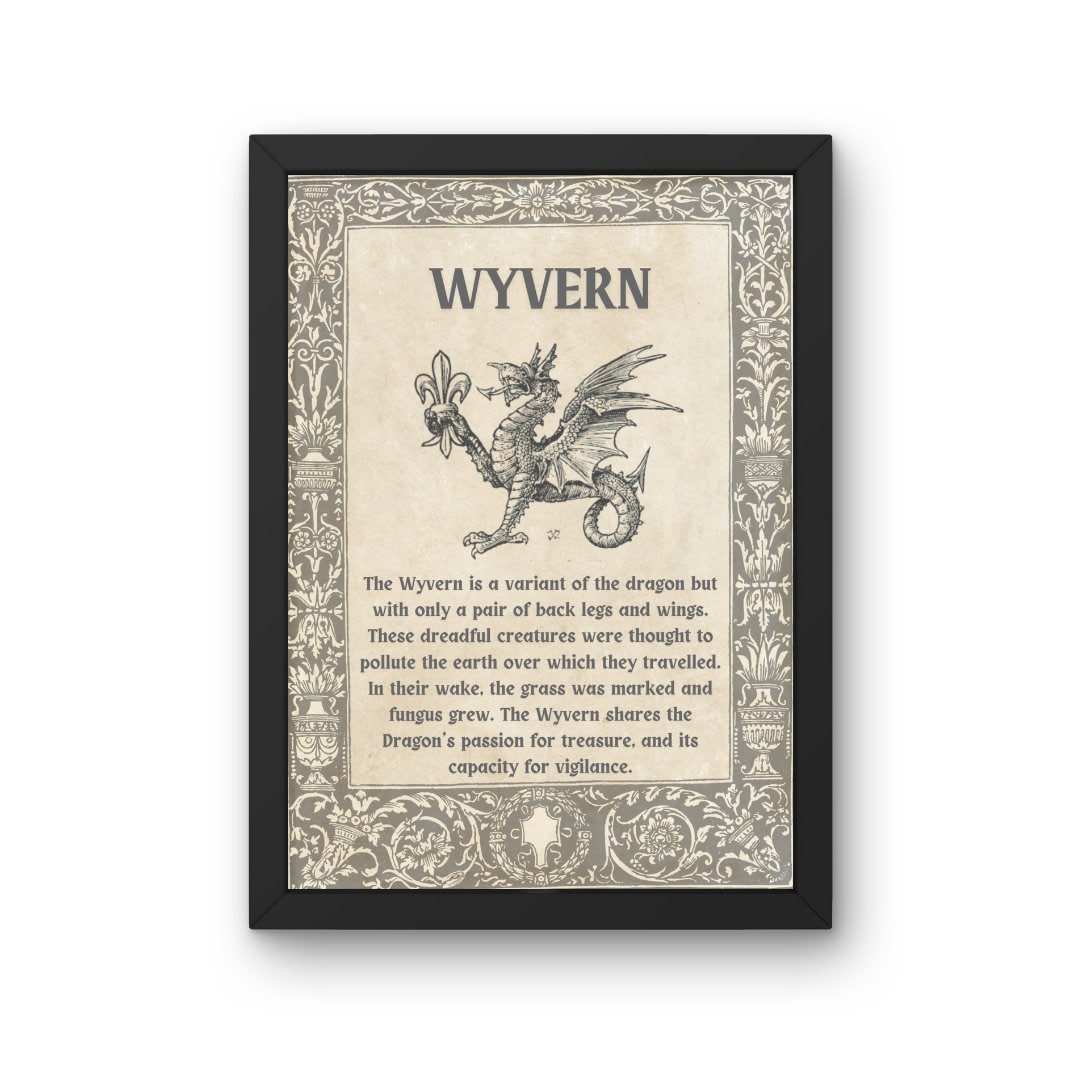 Wyvern Mythical Creature A5 A4 A3 Unframed Poster Print, Vintage Style ...