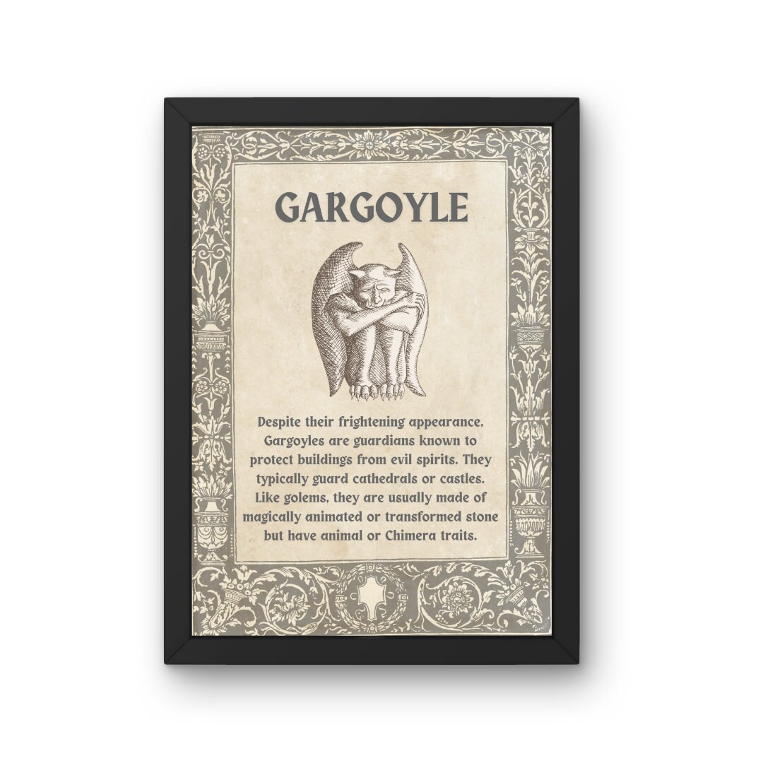 Gargoyle Mythical Creature A5,A4, A3 Unframed Poster Print, Vintage ...