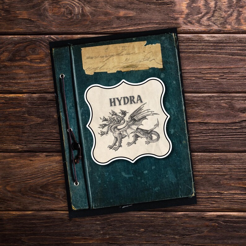 Hydra Mythical Creature Vinyl Sticker, Vintage Style Art Decal Book ...