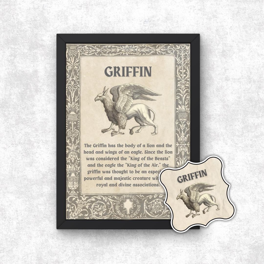 Giffin Mythical Creature Unframed Poster Print Sticker Bundle, Vintage ...