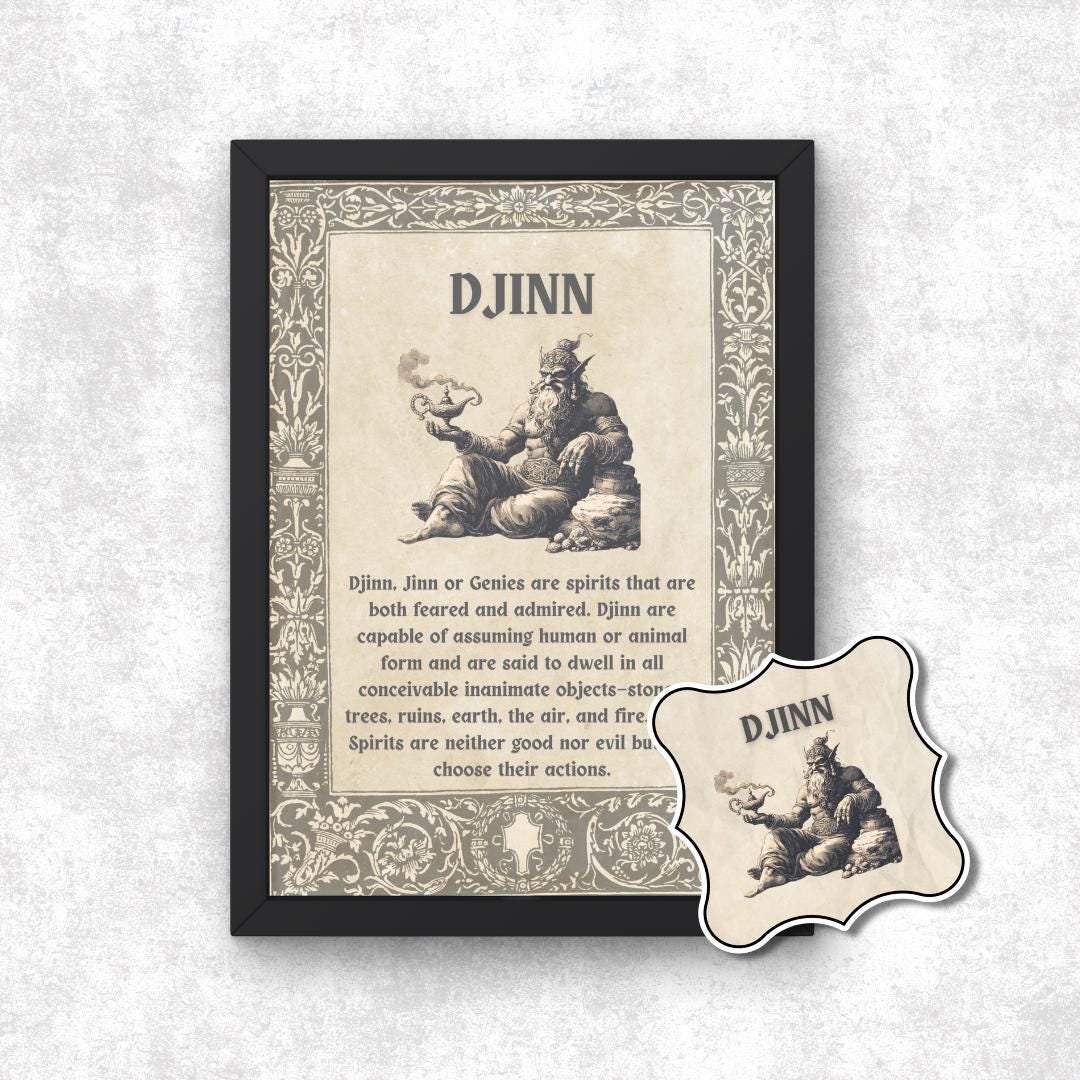 Djinn Genie Mythical Creature Unframed Poster Print Sticker Bundle ...