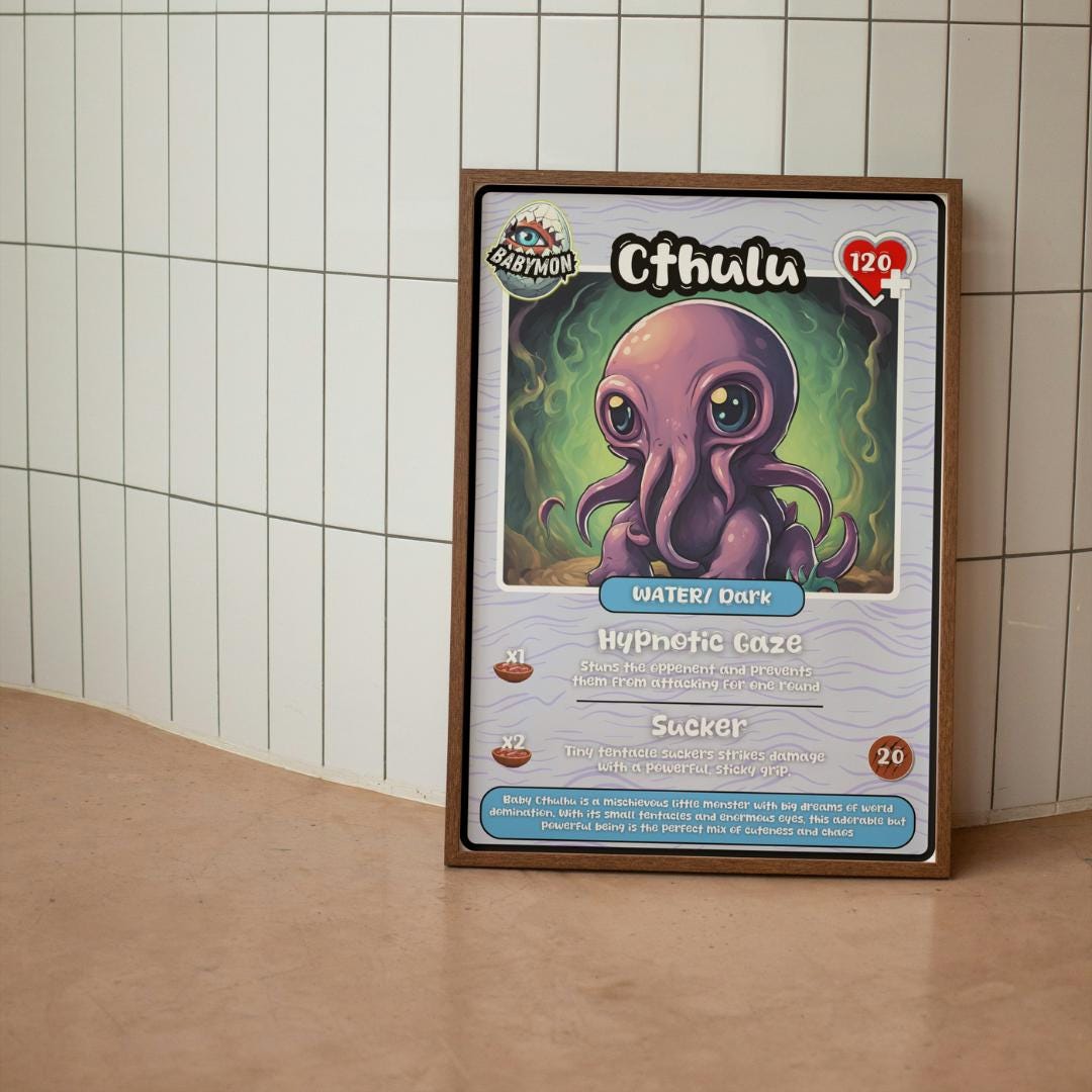 Babymon Cthulu Unframed Poster Print, New Anime Style CCG Cards Trading ...