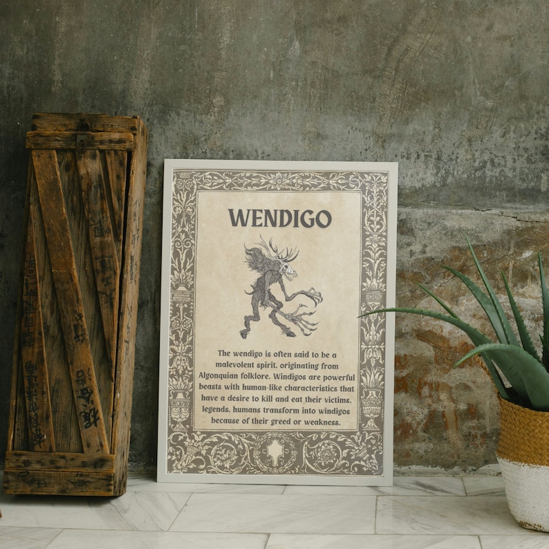 Wendigo Mythical Creature A5,A4, A3 Unframed Poster Print, Vintage ...