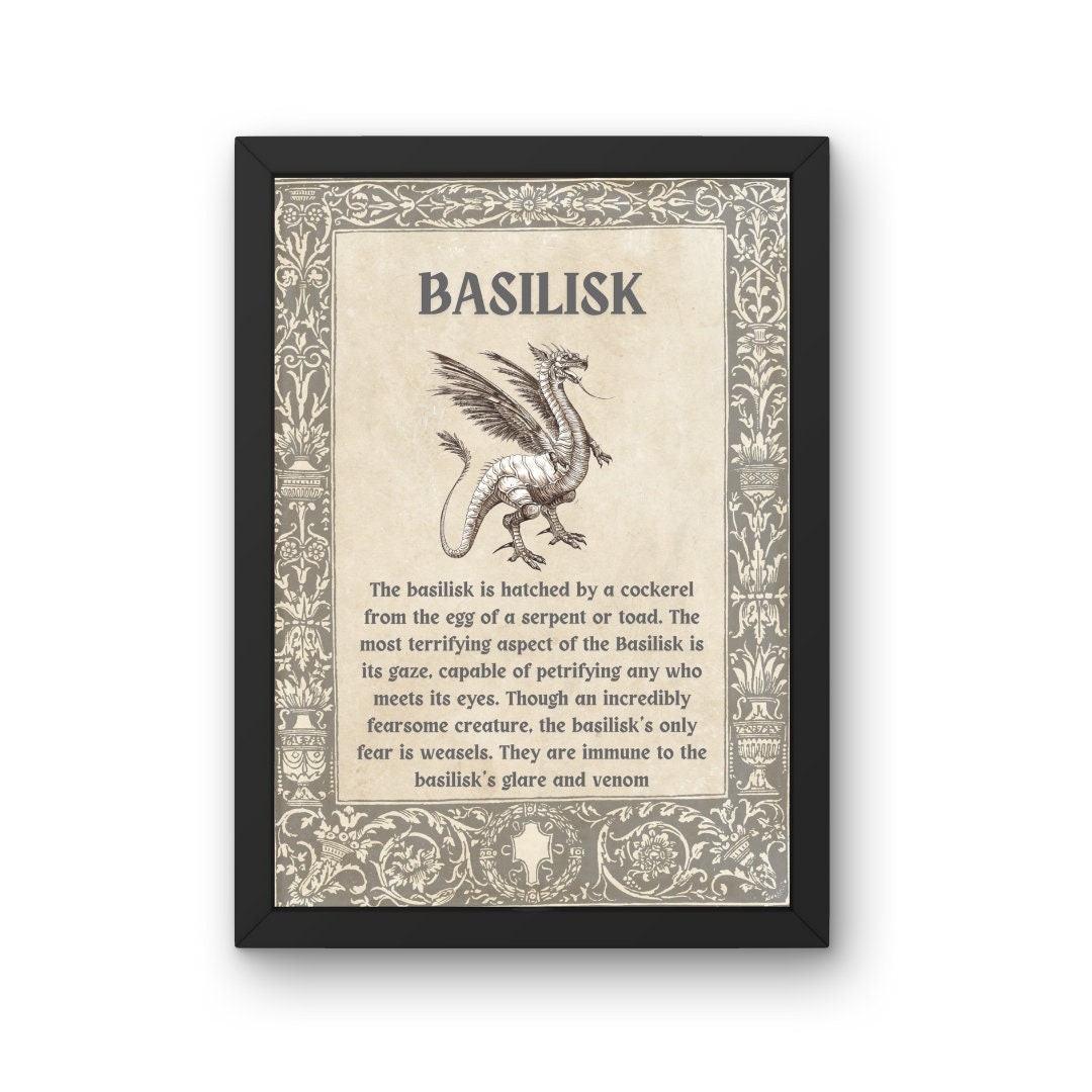 Basilisk Mythical Creature A5,A4, A3 Unframed Poster Print, Vintage ...