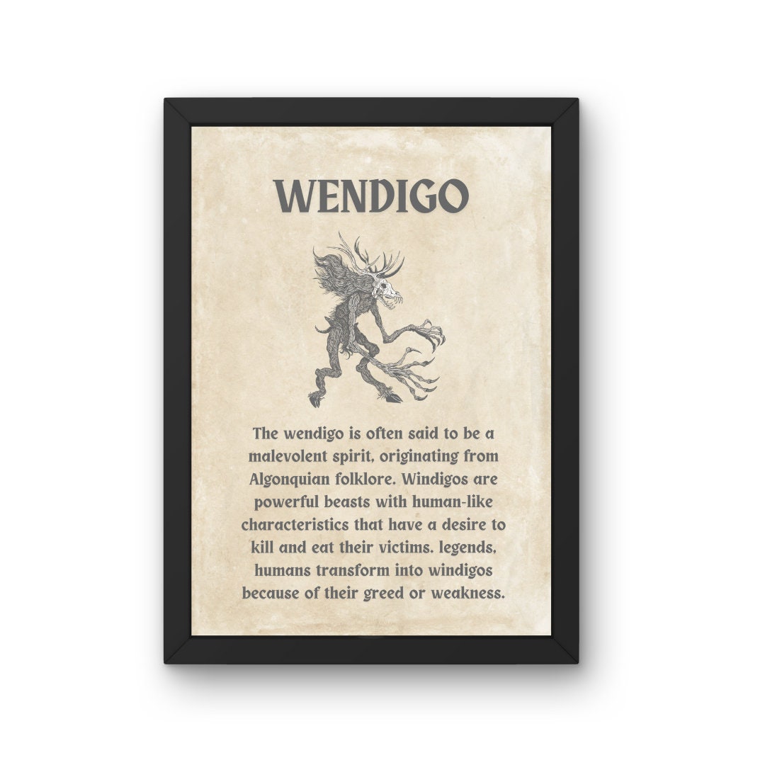Wendigo Mythical Creature A5,A4, A3 Unframed Poster Print, Vintage ...