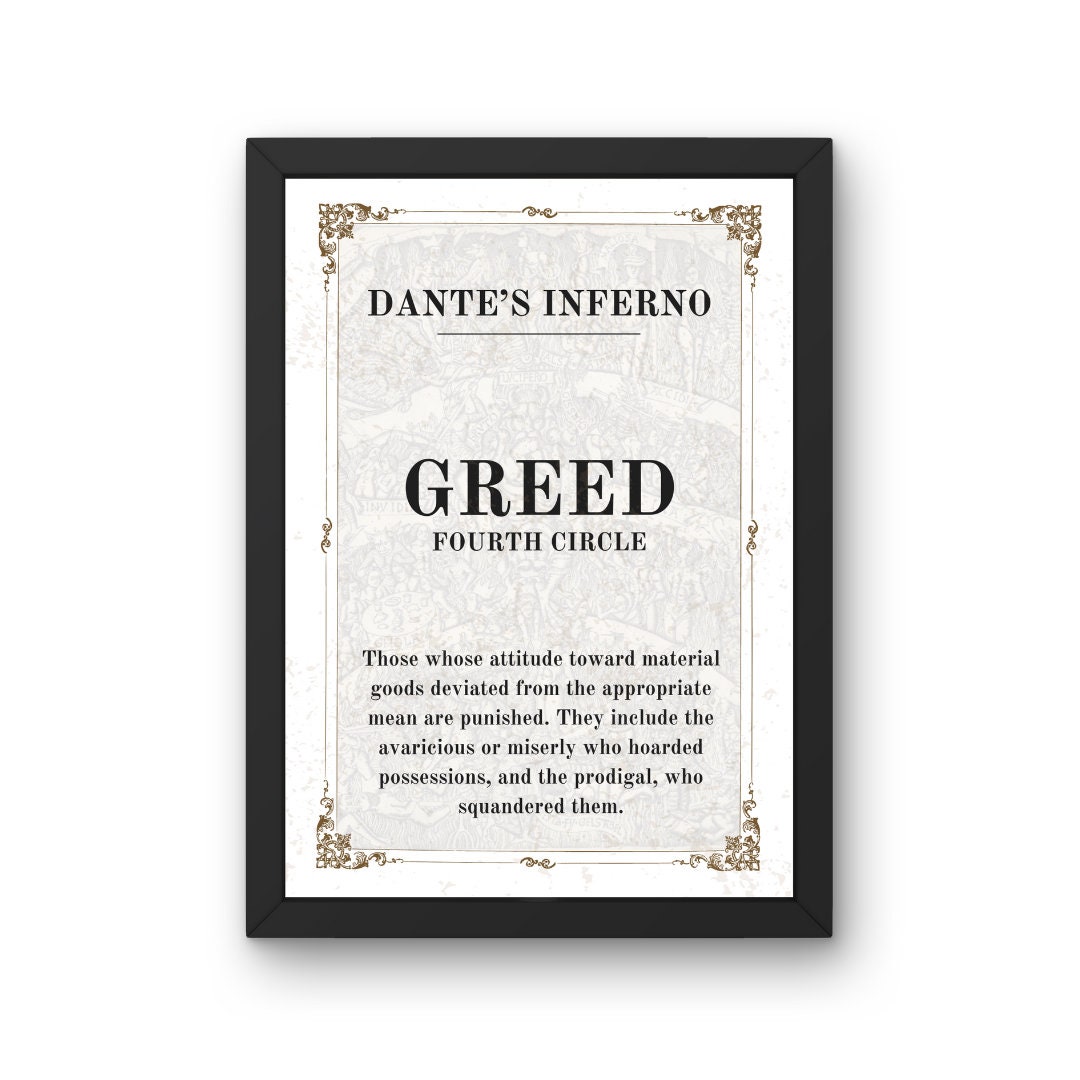 Dantes Inferno Greed Poster Print, A5 A4 A3 Unframed Home Wall Decor ...