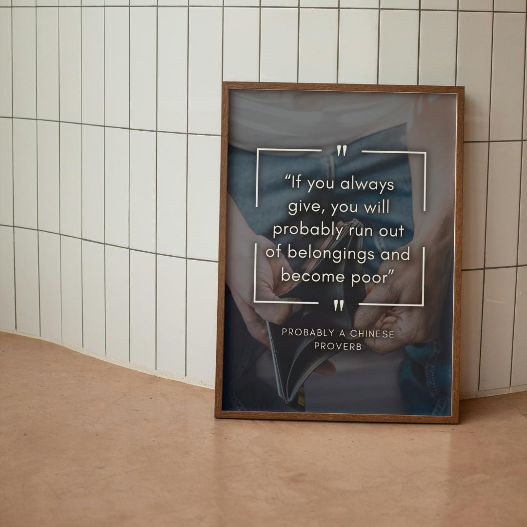 Money Chinese Proverb Poster Print Glossy Unframed Home Wall Art Decor ...