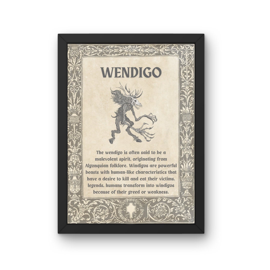 Wendigo Mythical Creature A5,A4, A3 Unframed Poster Print, Vintage ...