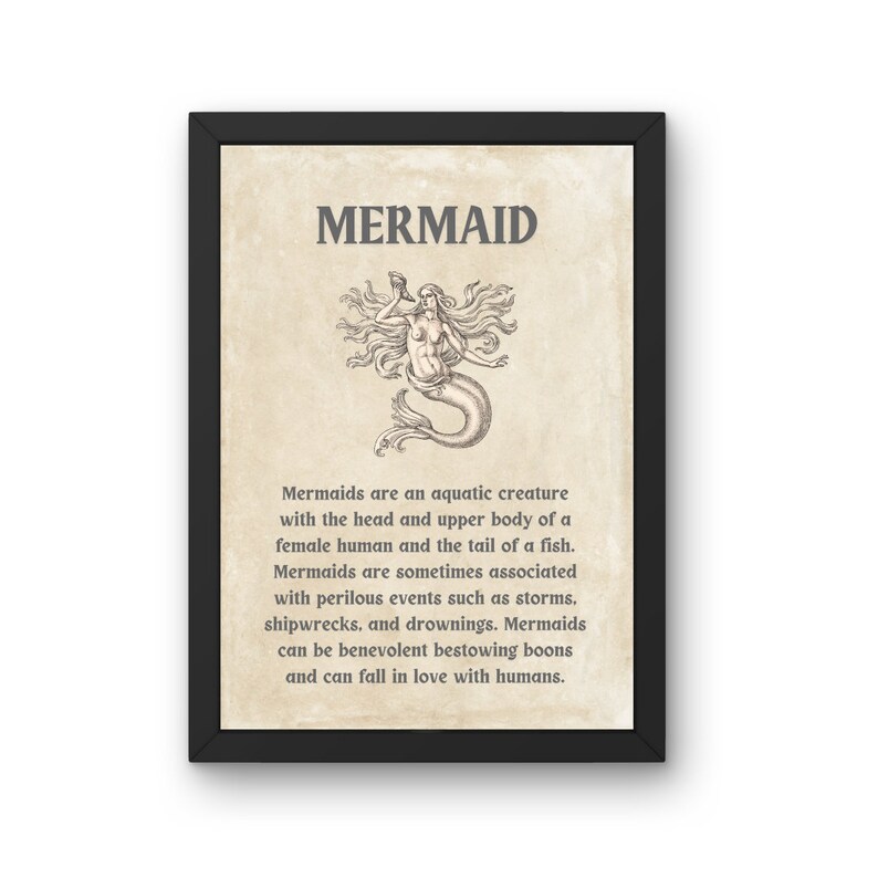 Mermaid Mythical Creature A5,A4, A3 Unframed Poster Print, Vintage ...