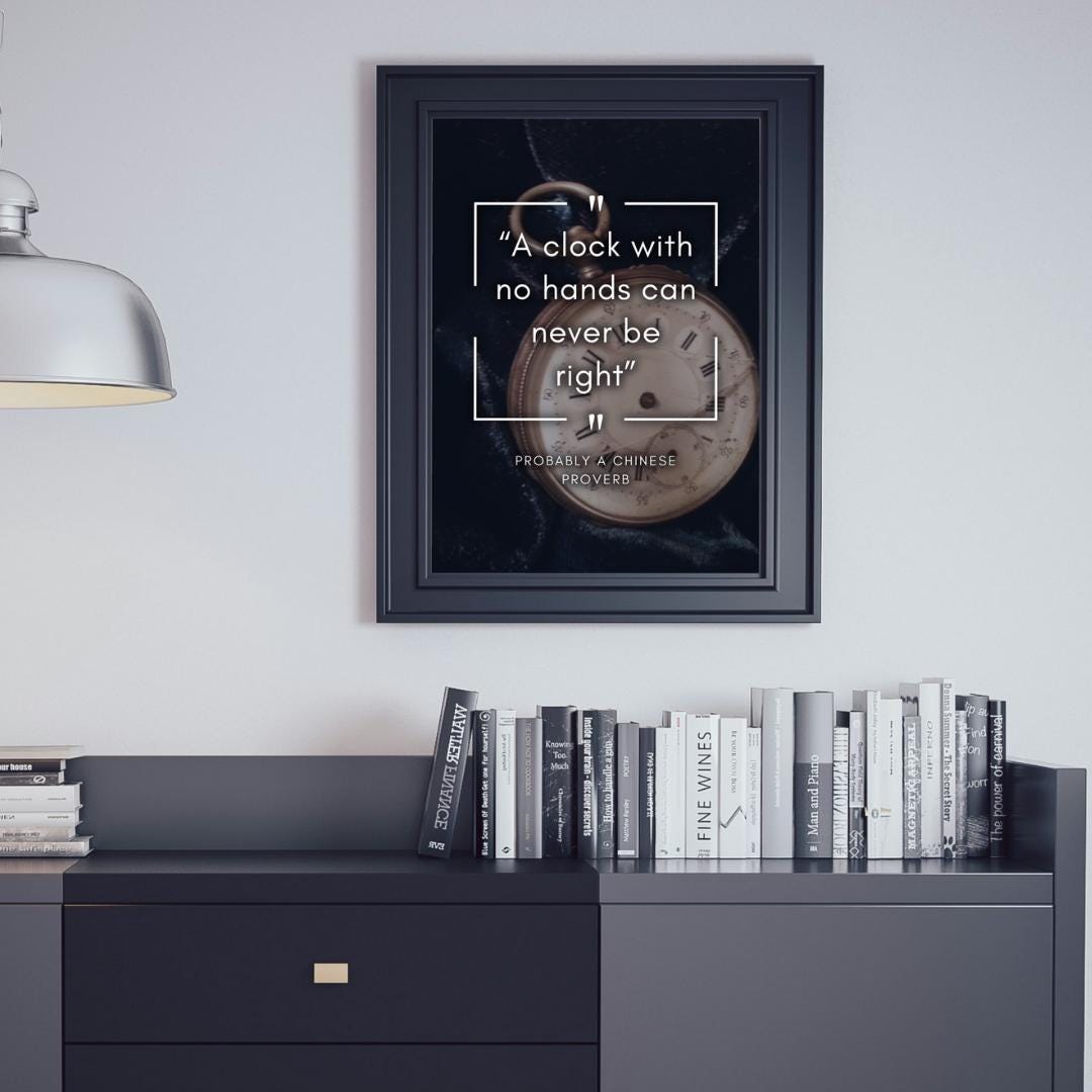 Clock Chinese Proverb Poster Print Glossy Unframed Home Wall Art Decor ...