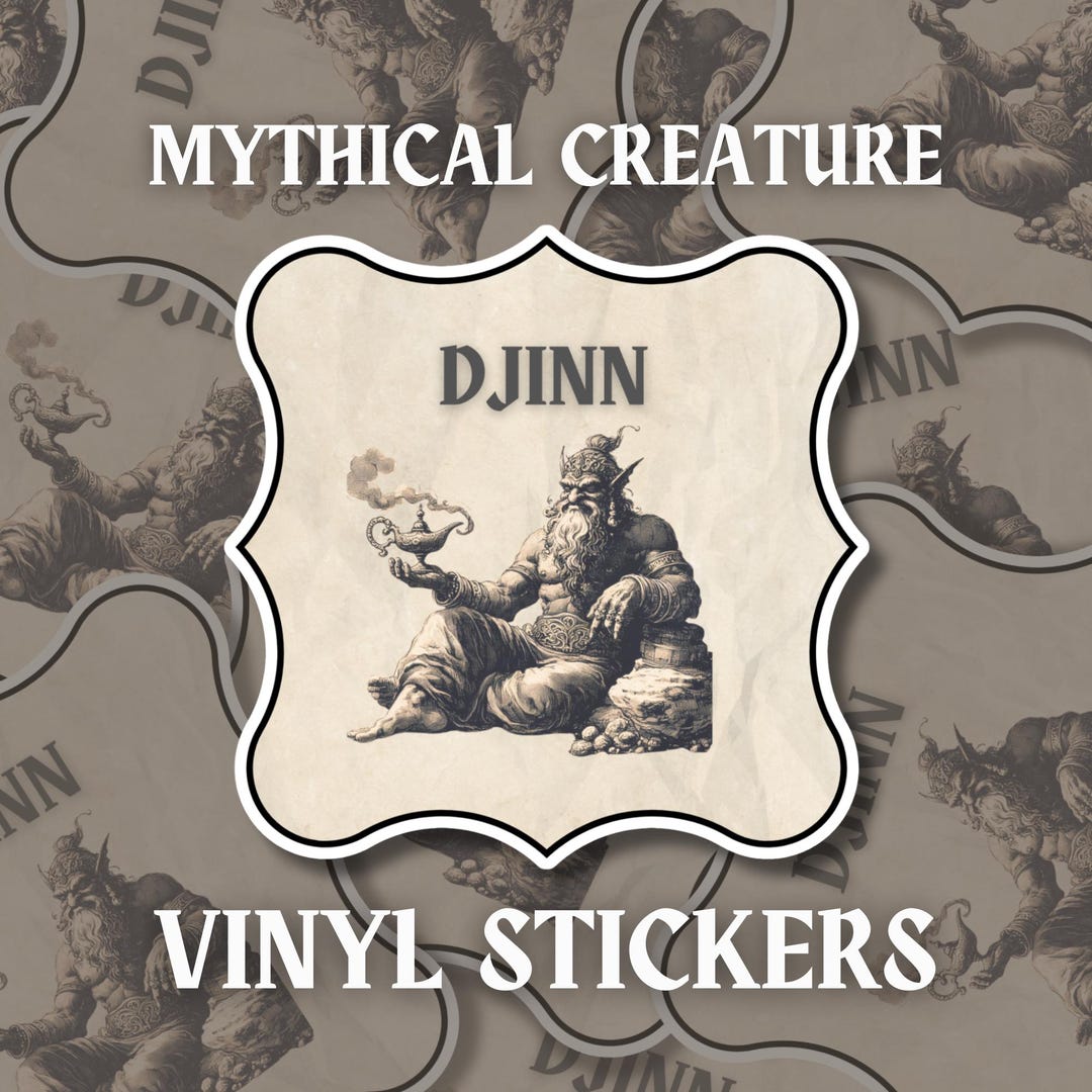 Djinn Genie Mythical Creature Vinyl Sticker, Vintage Style Art Decal ...