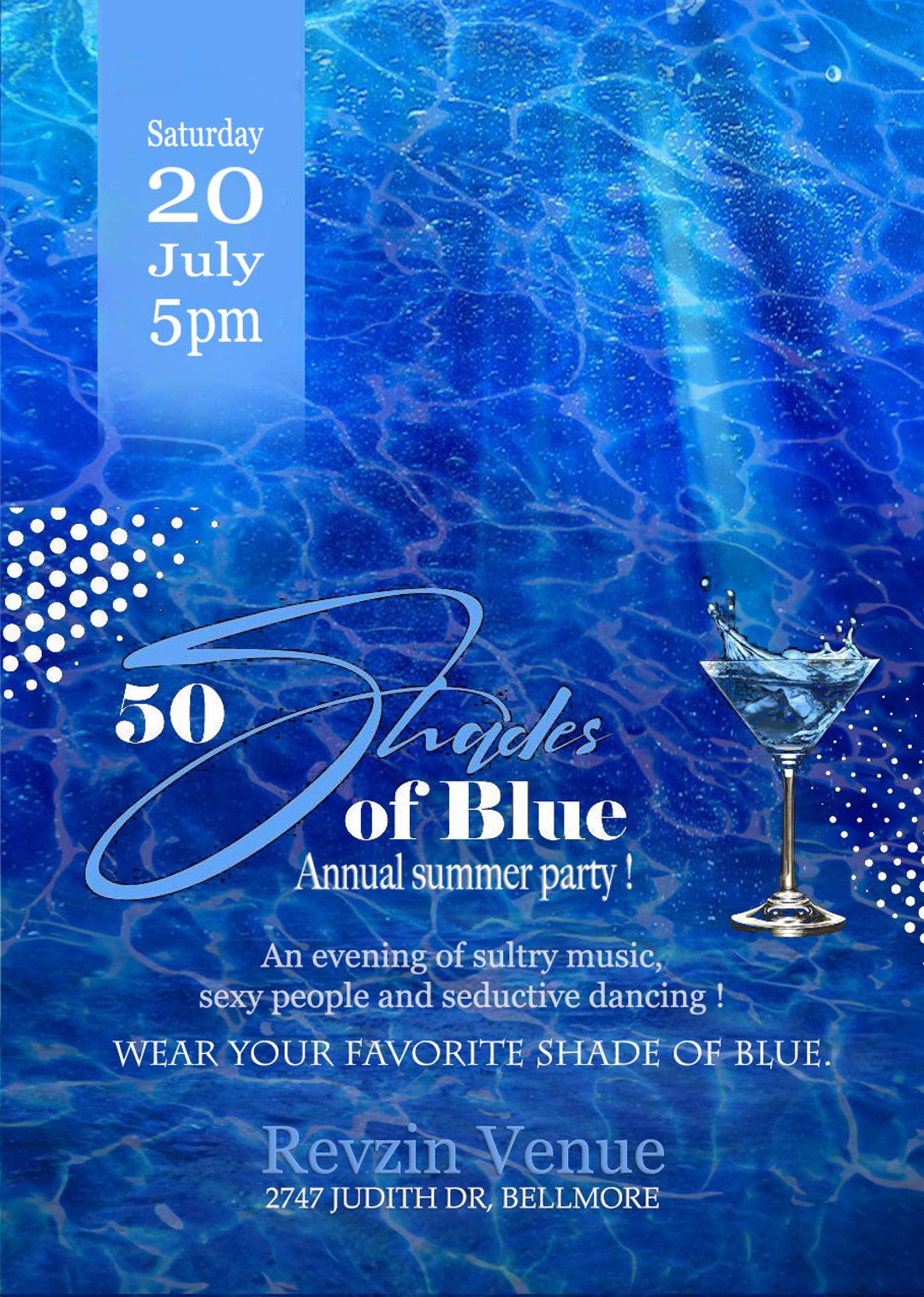 50 Shades of Blue. Digital Invitation. Custom Graphic Design Service ...