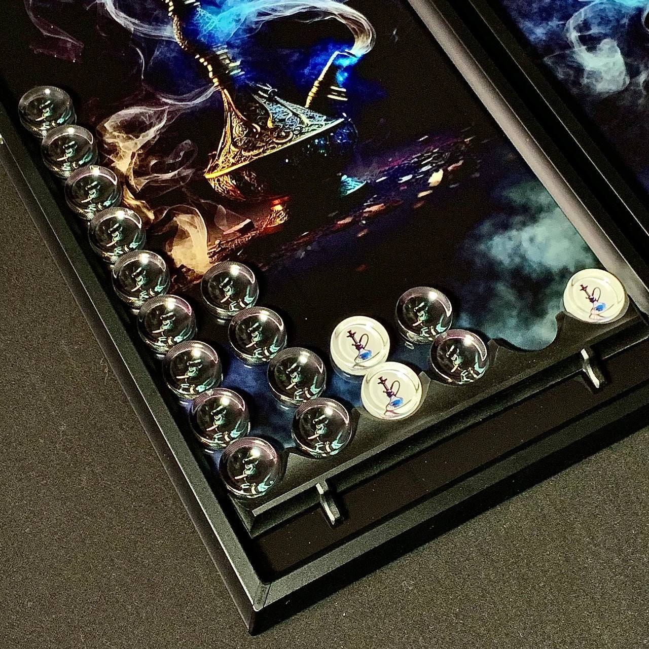 Glass Backgammon Set With Hookahs Theme, Game Board, Exclusive Black ...