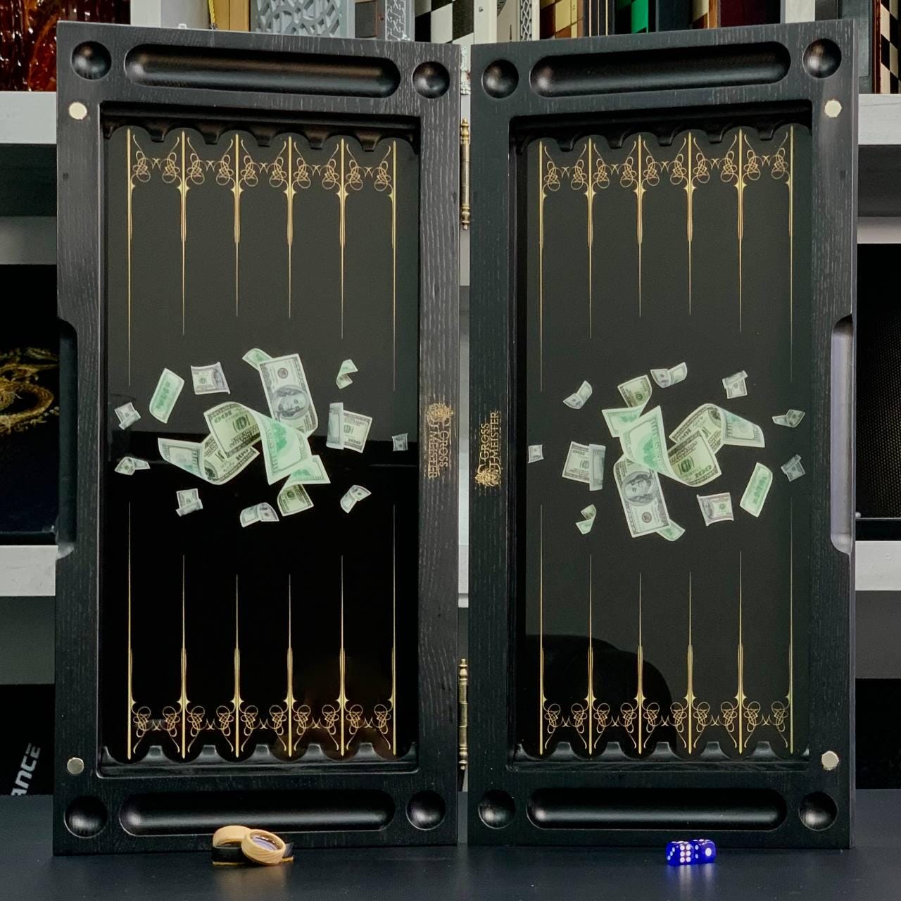 Tempered Glass&wood Backgammon Set, Game Board Dollar Design, Gift for ...