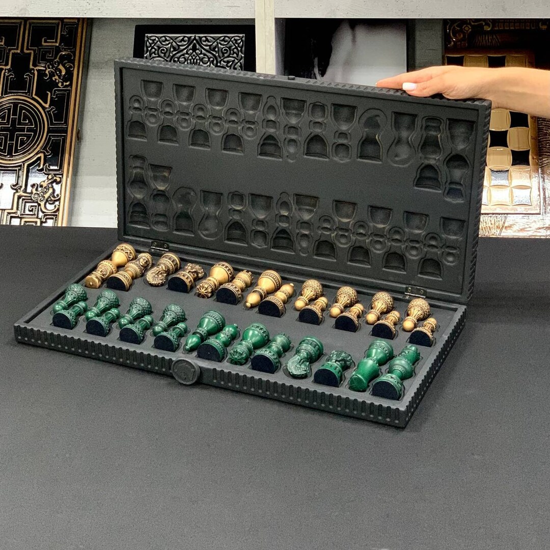 Stone Chess Pieces, Stylized Design, With Storage Box, Luxury Gift for ...