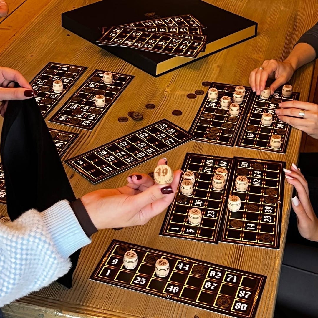 Wooden Lotto Game Full Set | Classic Bingo With Wooden Barrels | Family ...